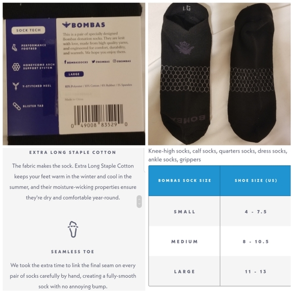 Bombas | Accessories | Bombas Lot Of 3 Black Ankle Socks Size Large ...